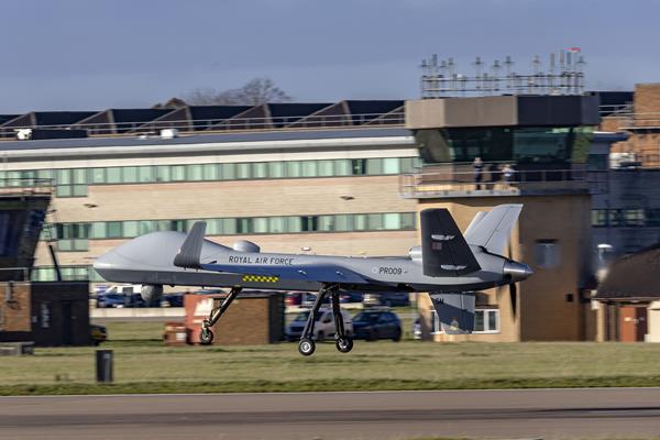 RAF’s lead Protector makes debut flight from Waddington home | News ...